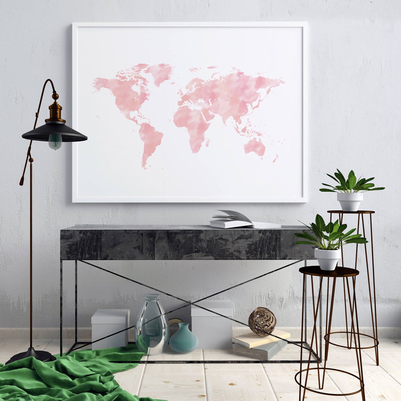 PRINTABLE // Pink World Map Download, Nursery Decor, Baby Girl Nursery ...