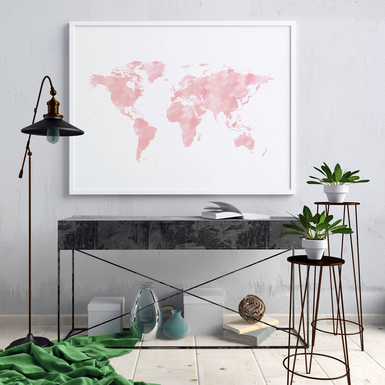 PRINTABLE // Pink World Map Download, Nursery Decor, Baby Girl Nursery ...