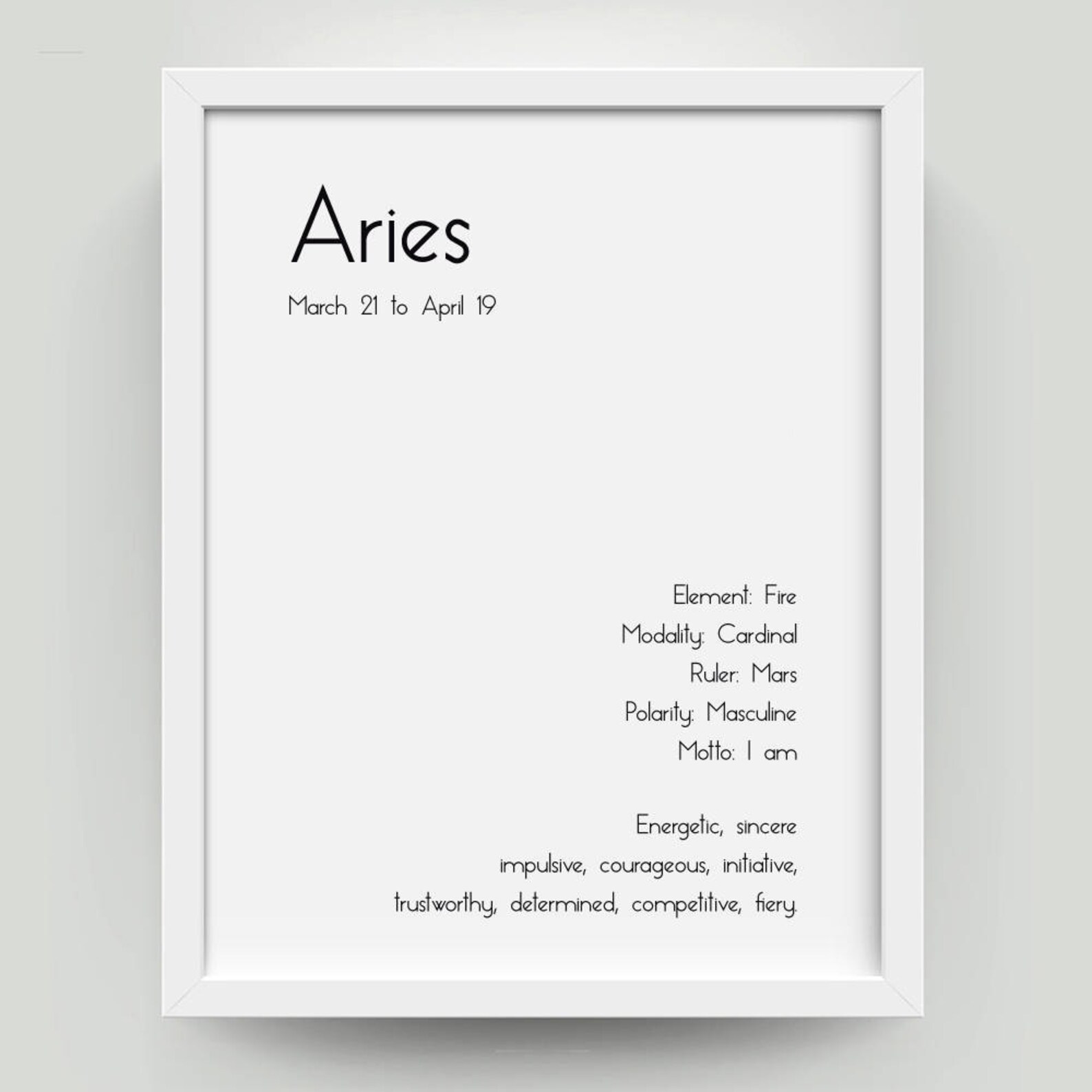 PRINTABLE // Aries Gift Aries Zodiac Sign Digital Download - Etsy