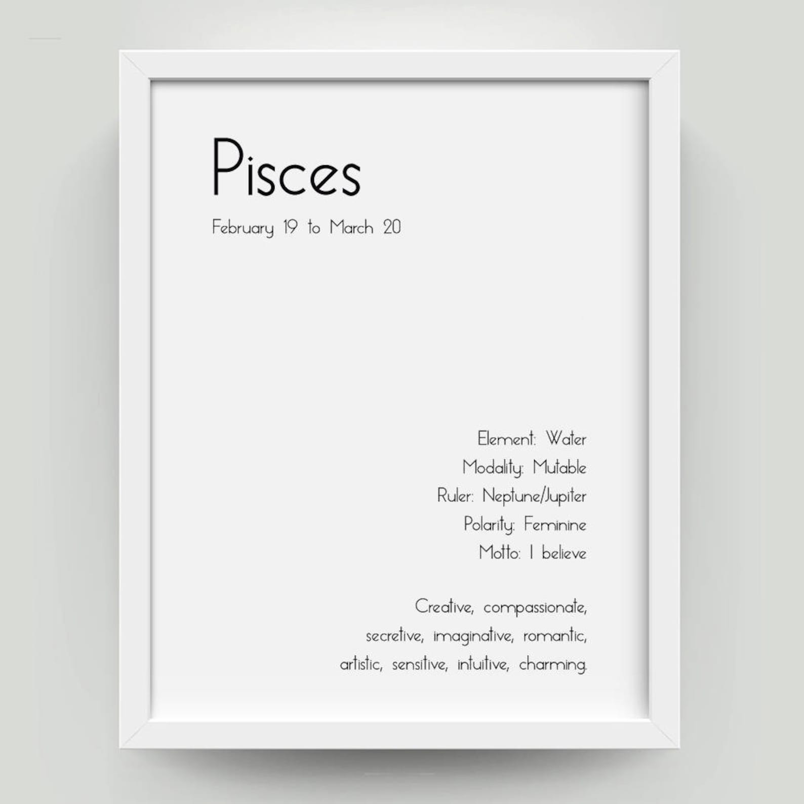 PRINTABLE // Pisces Gift Pisces Zodiac Sign Pisces Star Sign - Etsy