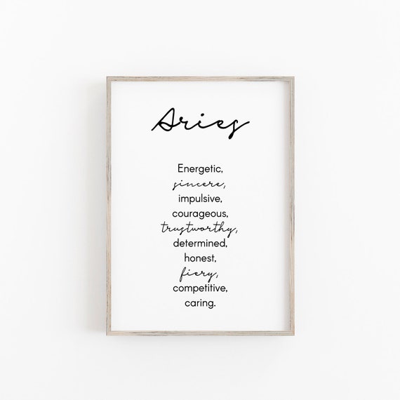PRINTABLE // Aries Wall Art Print Gift for Aries Zodiac Sign | Etsy