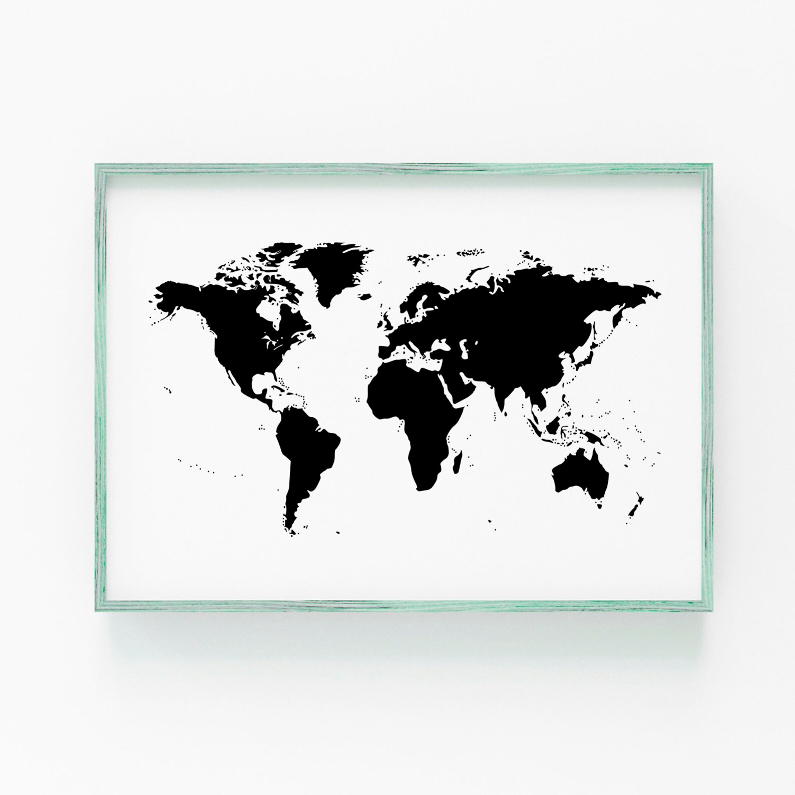 PRINTABLE // Black and White World Map Wall Art, Black and White Prints ...