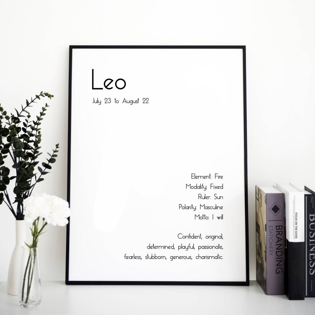 PRINTABLE // Leo Zodiac Print, Leo Gift, Leo Poster, Instant Download ...