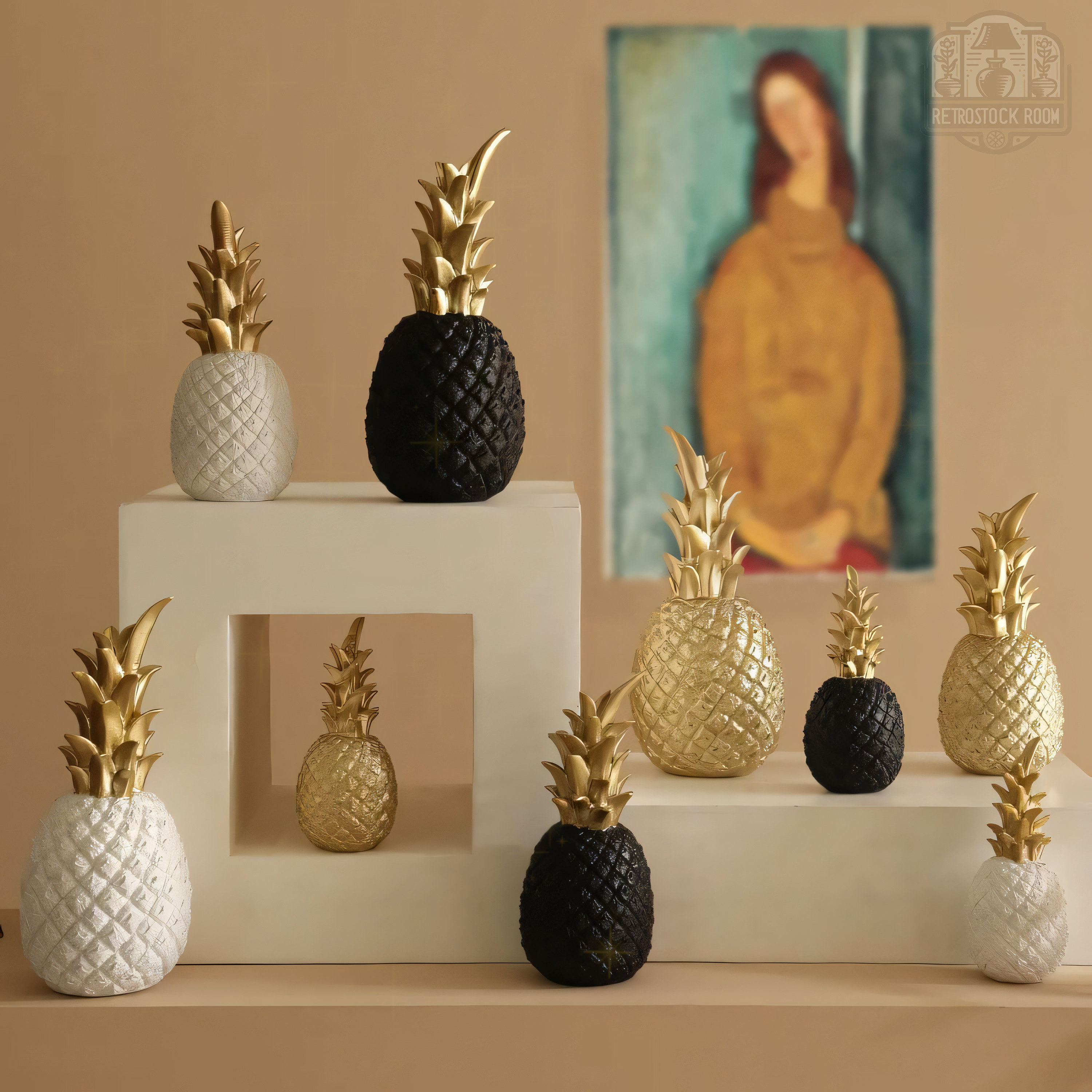Pineapple Statue Home Pineapple Model Decor Gold Pineapple Sculpture Silver Pineapple Ornament ...
