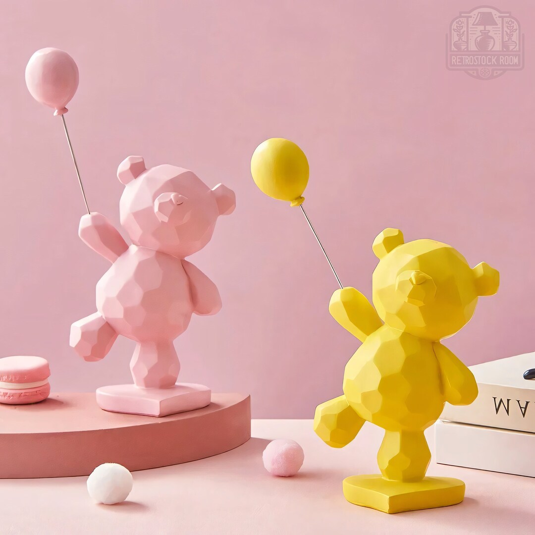 Bear Balloon Figurine Abstract Balloon Bear Modern Desk Decor Statue ...