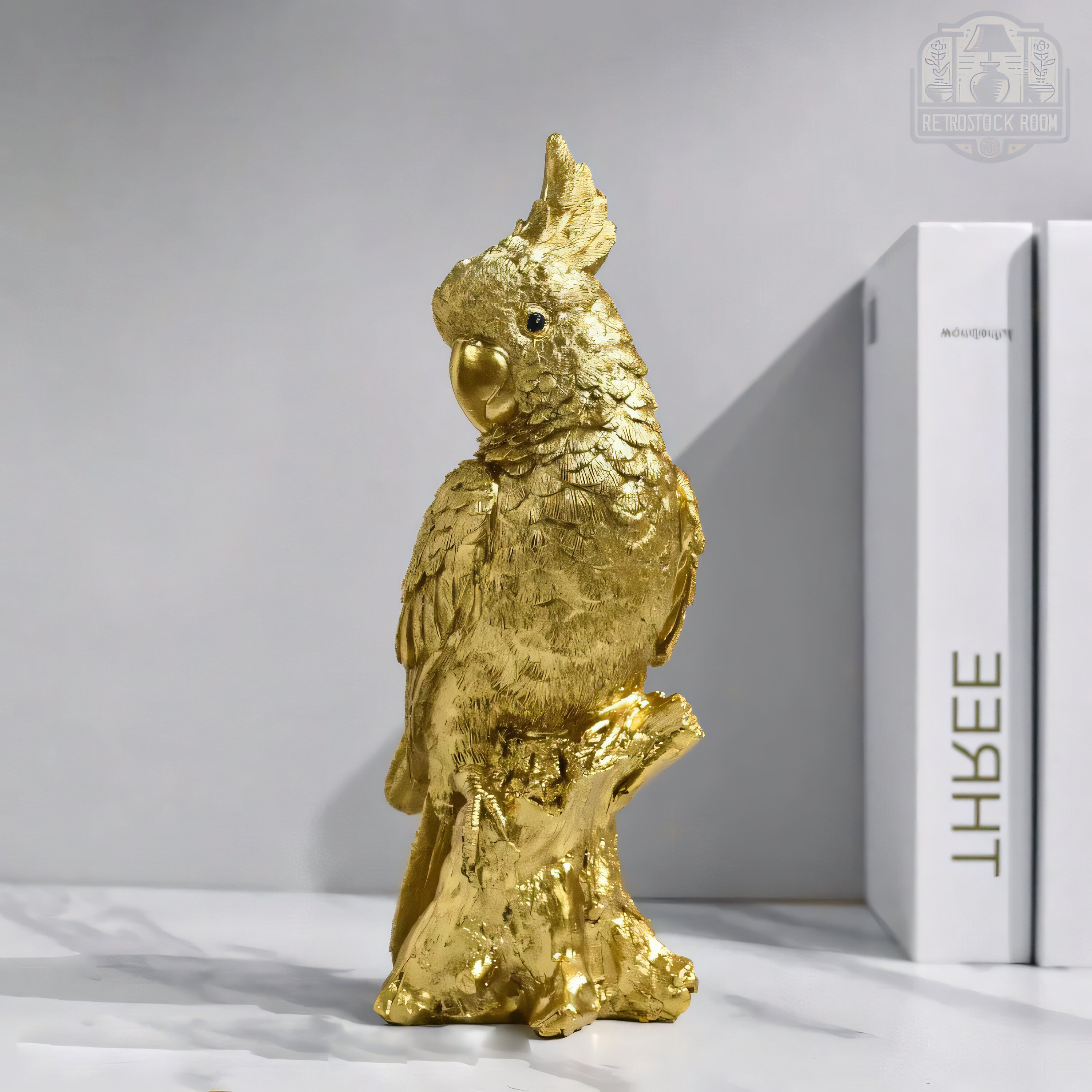 Gold Parrot Model Bird Figurine Desk Modern Animal Statue Parrot ...