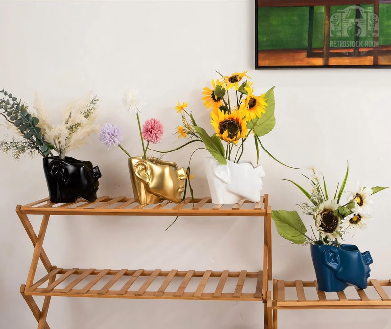Head Planter Female Form Head Statue Modern Head Pot Indoor Gardening ...