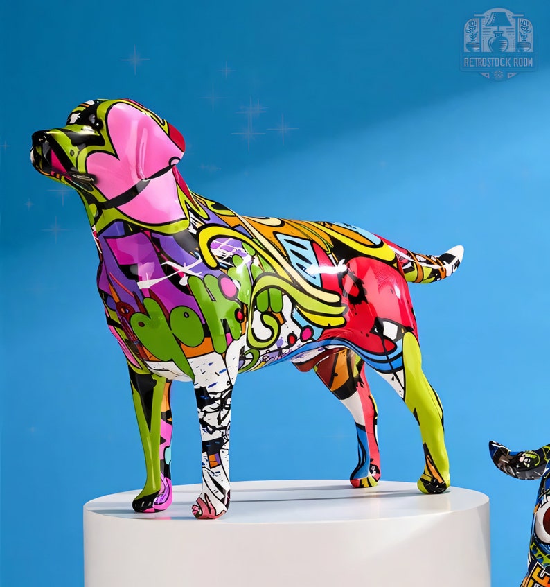 Labrador Statue Graffiti Dog Model Labrador art graffiti figurine ...