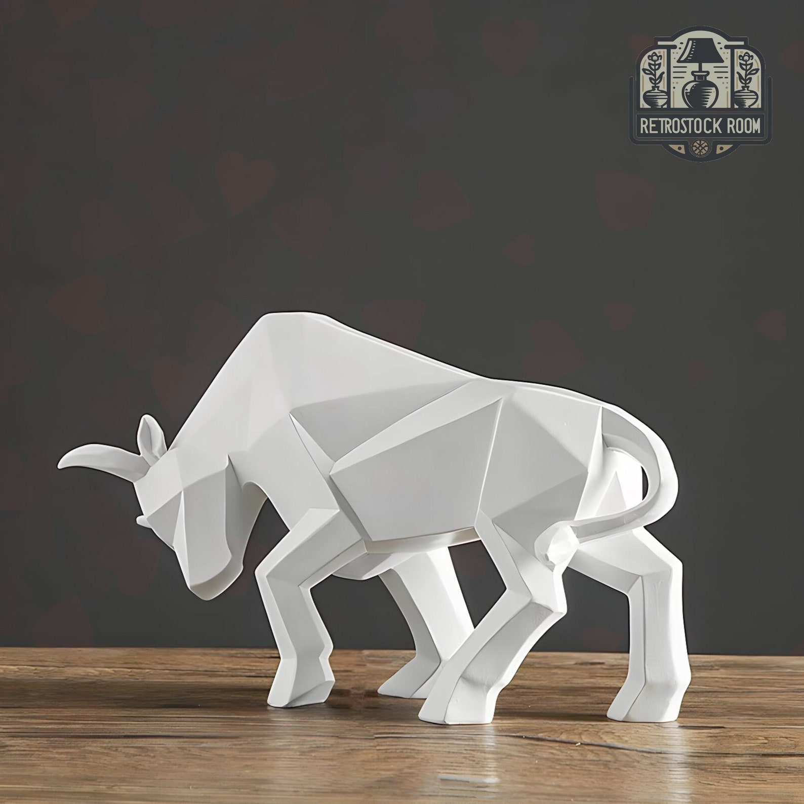 Monochrome Resin Bull Figurine - Exquisite Black and White Bull Statue ...