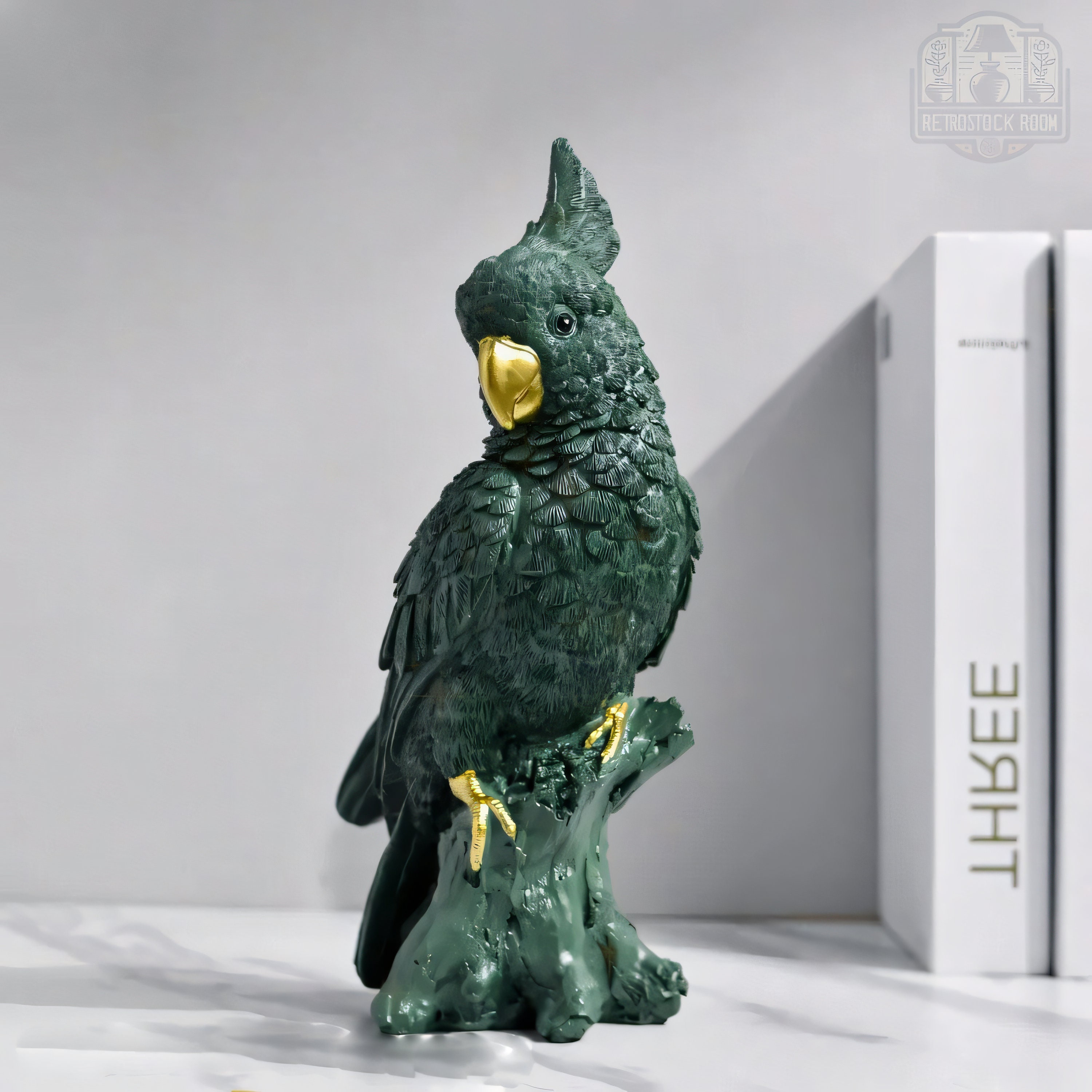 Gold Parrot Model Bird Figurine Desk Modern Animal Statue Parrot ...