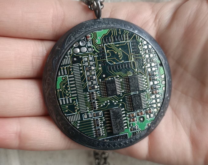 Green Motherboard Necklace,geek Jewel,cyber Jewelry,geek Gift ...