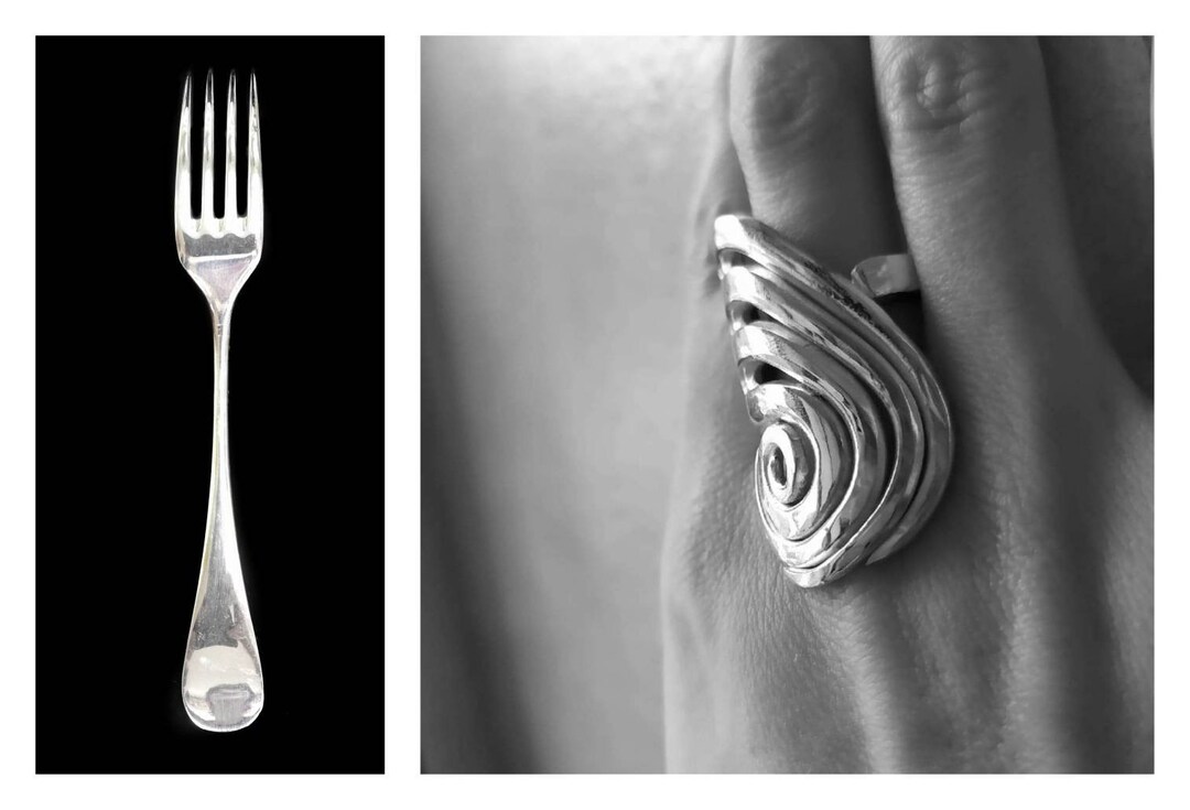 Fork Ring Size 7 1/4 Boho, Chic, Upcycling Creation, Spiral Jewelry ...