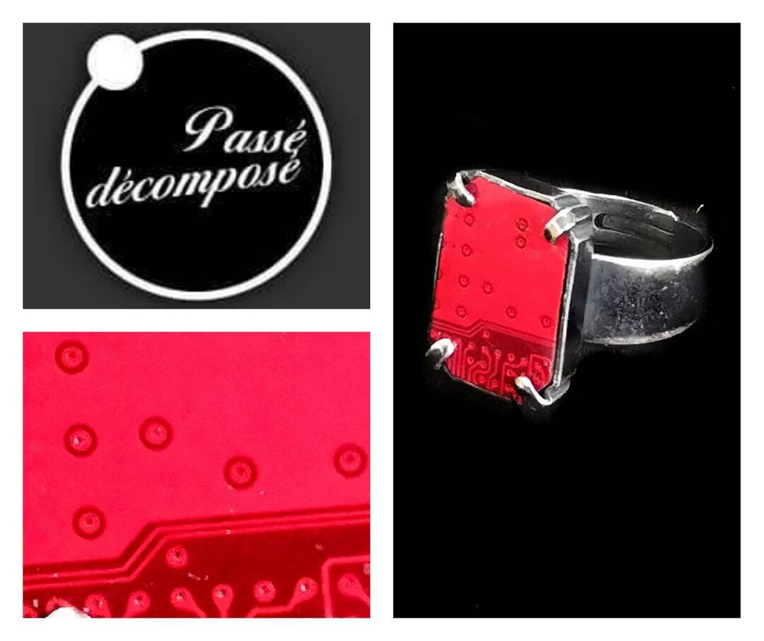 Red Cyber Punk Circuit Adjustable Ring,techy Gift for Her,adjustable ...