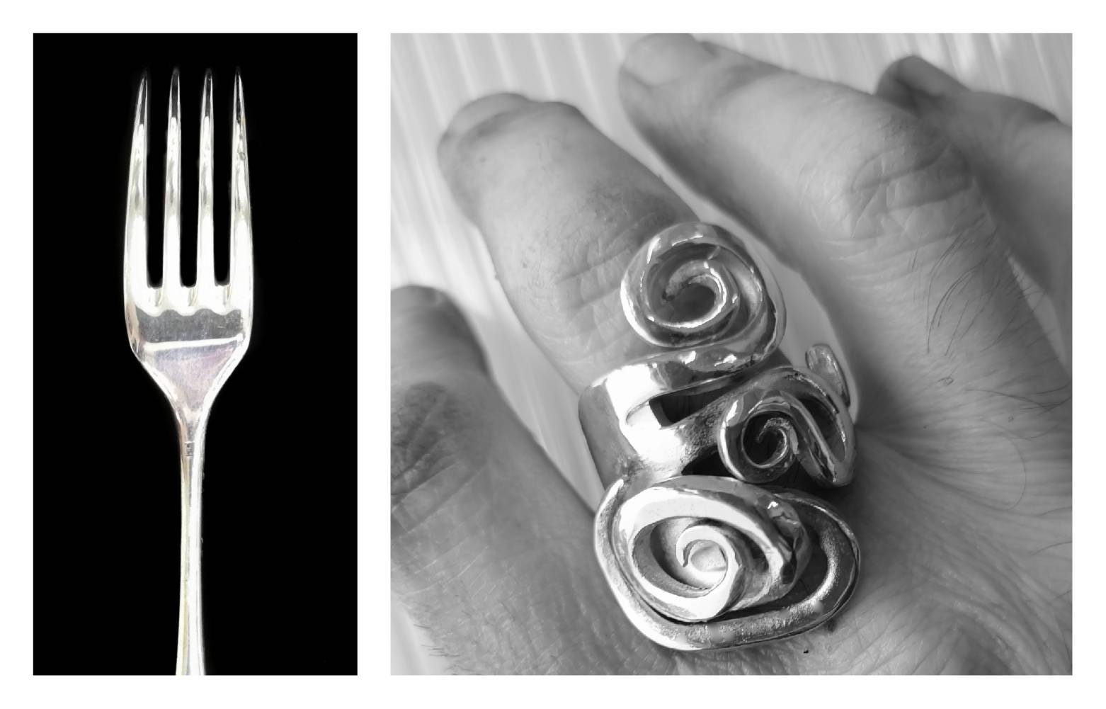 Ring Size 69 fork jewel masculine chic and vintage-recycled - Etsy España