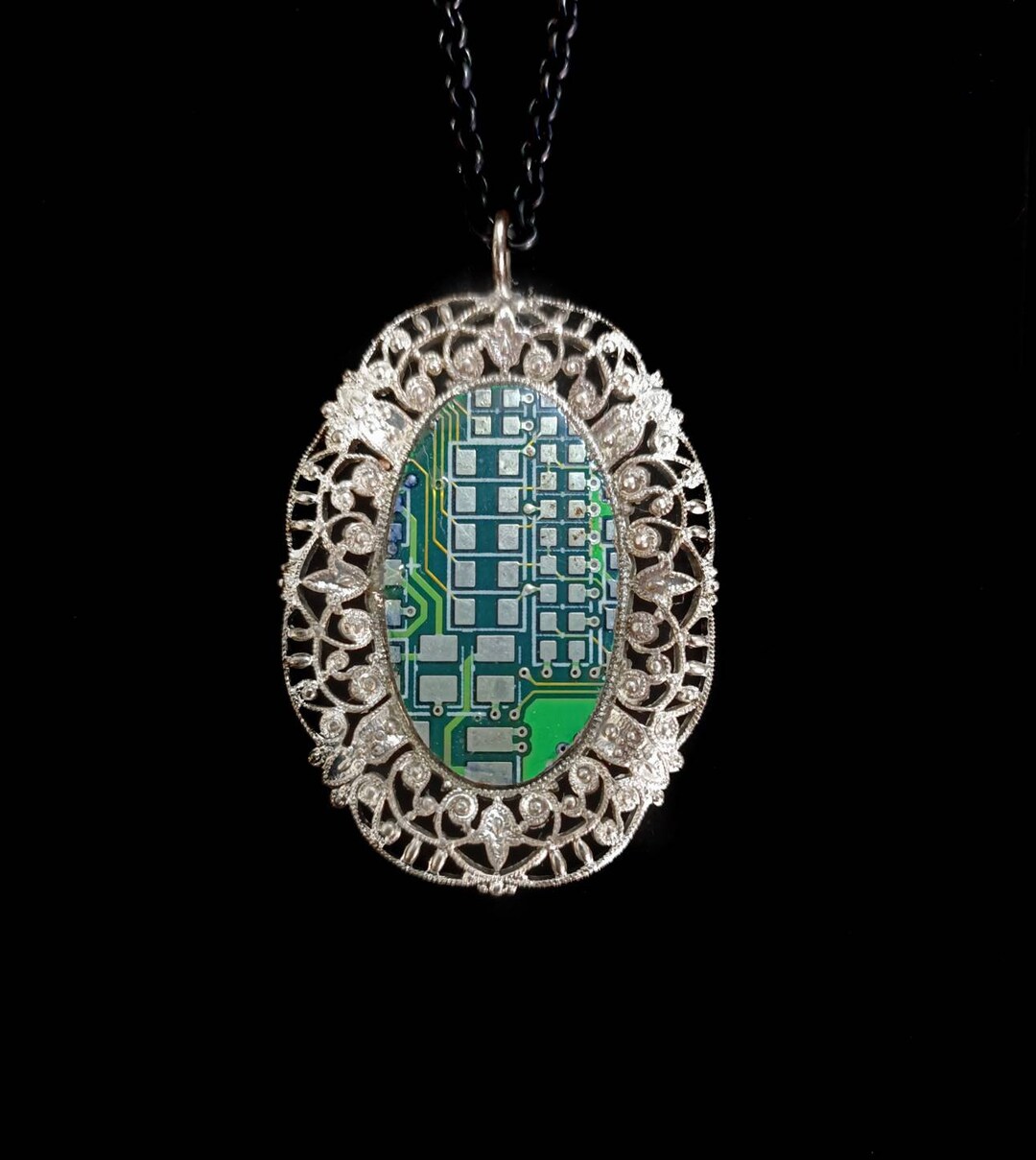 Cyber Geek Baroque Green Circuit Necklace, Geek Gift,geek Jewelry Woman ...