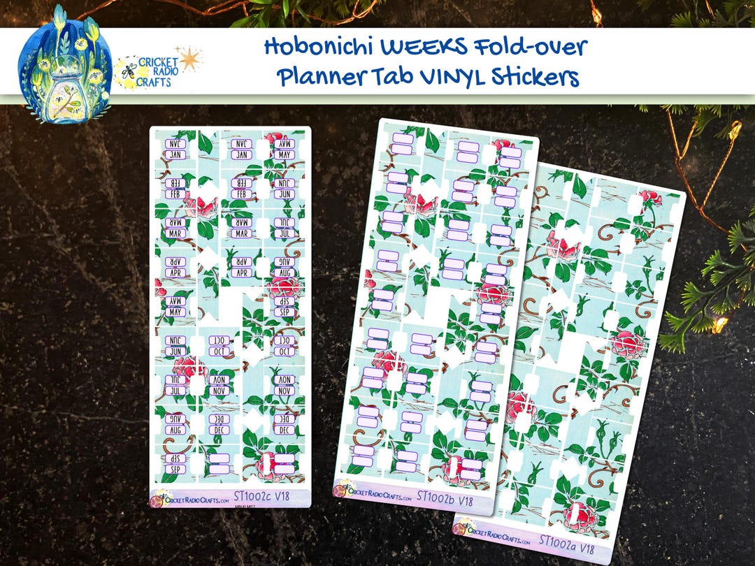 Vintage Japanese Rose TAB Vinyl Stickers | Hobonichi WEEKS Jibun B6 A6 ...
