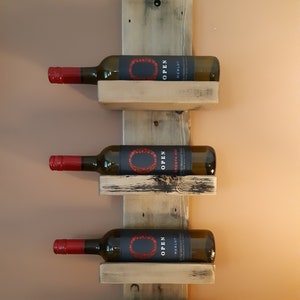 Wine Rack in a Rustic Distressed Finish, Solid Wood, Wall Decor, 4 ...