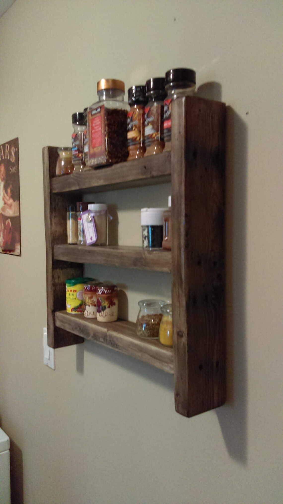Rustic Spice Rack/ Display Shelf in a Barn Board Finish 3 - Etsy