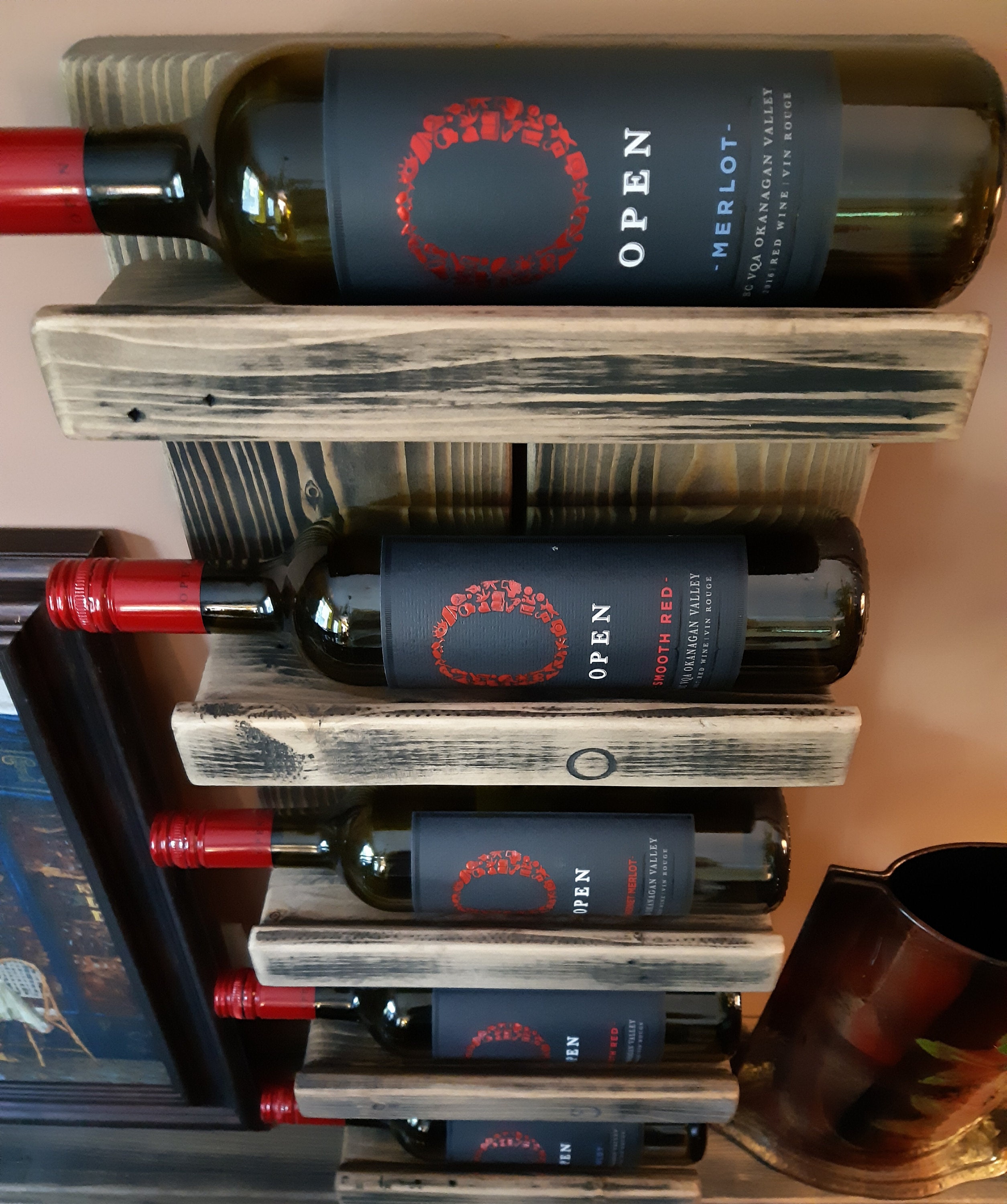 Wine rack in a rustic distressed finish built from solid | Etsy