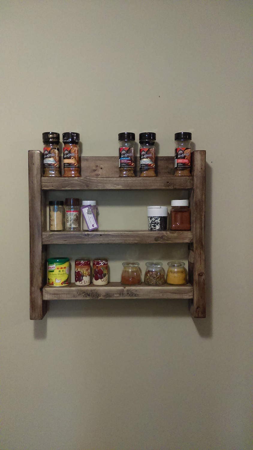 Rustic Spice Rack/ Display Shelf in a Barn Board Finish 3 - Etsy