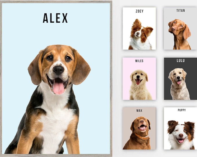 Custom Pet Portraits Using Pet Photo Personalized Digital Dog Portraits Cat Portraits Custom Dog ...