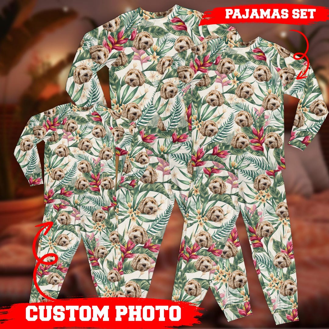 Custom Face Adult Raglan Pajamas Set, Personalized Photo Face Pajamas ...