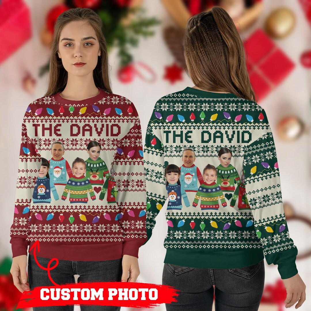 Custom Face Christmas Sweater | Personalized Family Photo Ugly ...
