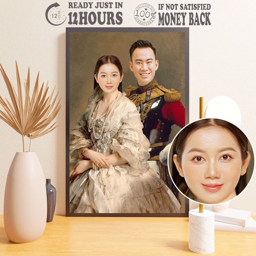 Custom King and Queen Portrait, Victorian Portrait From Your Photo ...
