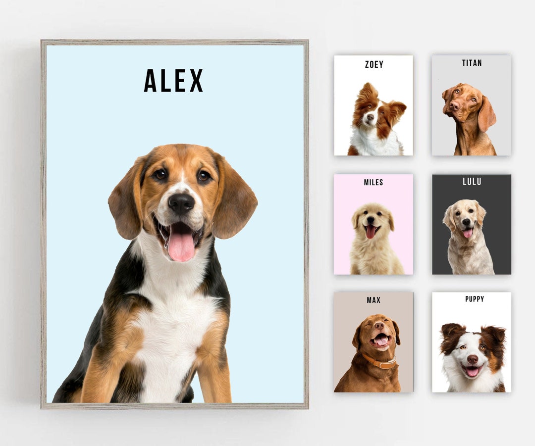 Custom Pet Portraits Using Pet Photo Personalized Digital Dog Portraits Cat Portraits Custom Dog ...