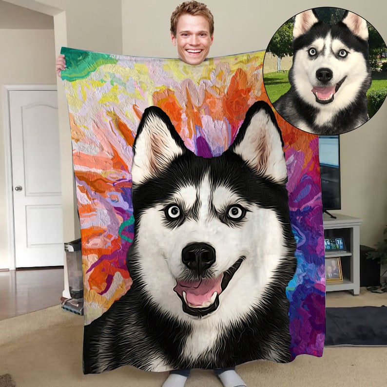 Custom Dog Face Blanketspersonalized Pet Photo Blanketfleece - Etsy