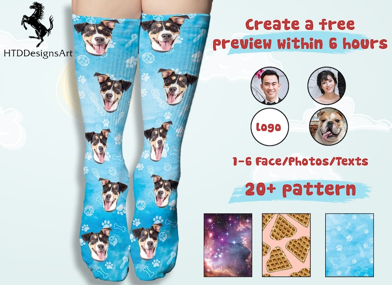 Customized Dog Socks, Put Your Face Dog on Custom Socks, Dog Lovers ...