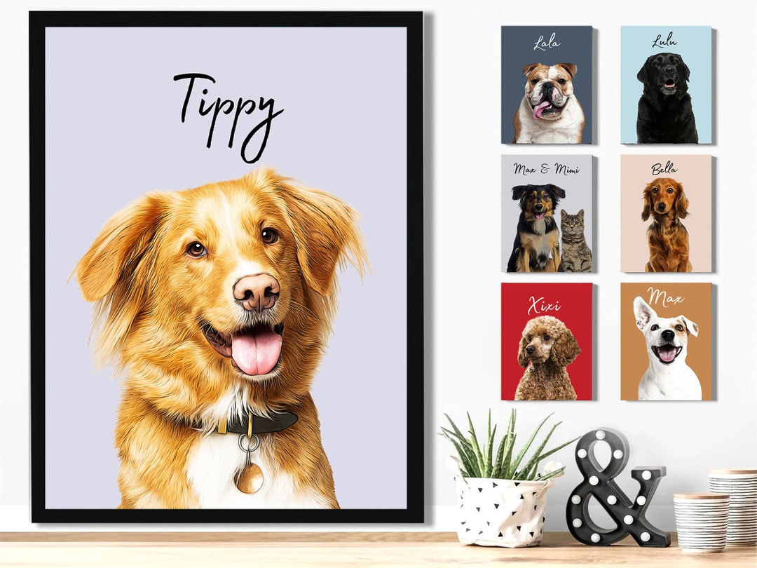 Custom Pet Portraits From Pet Photo, Personalized Digital Dog Portraits ...