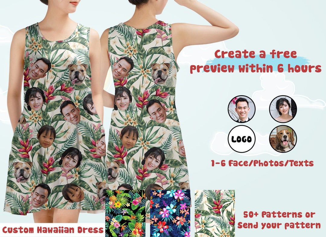 Personalized Photo Face Dress Vacation Beach Custom Dress for Her Women ...
