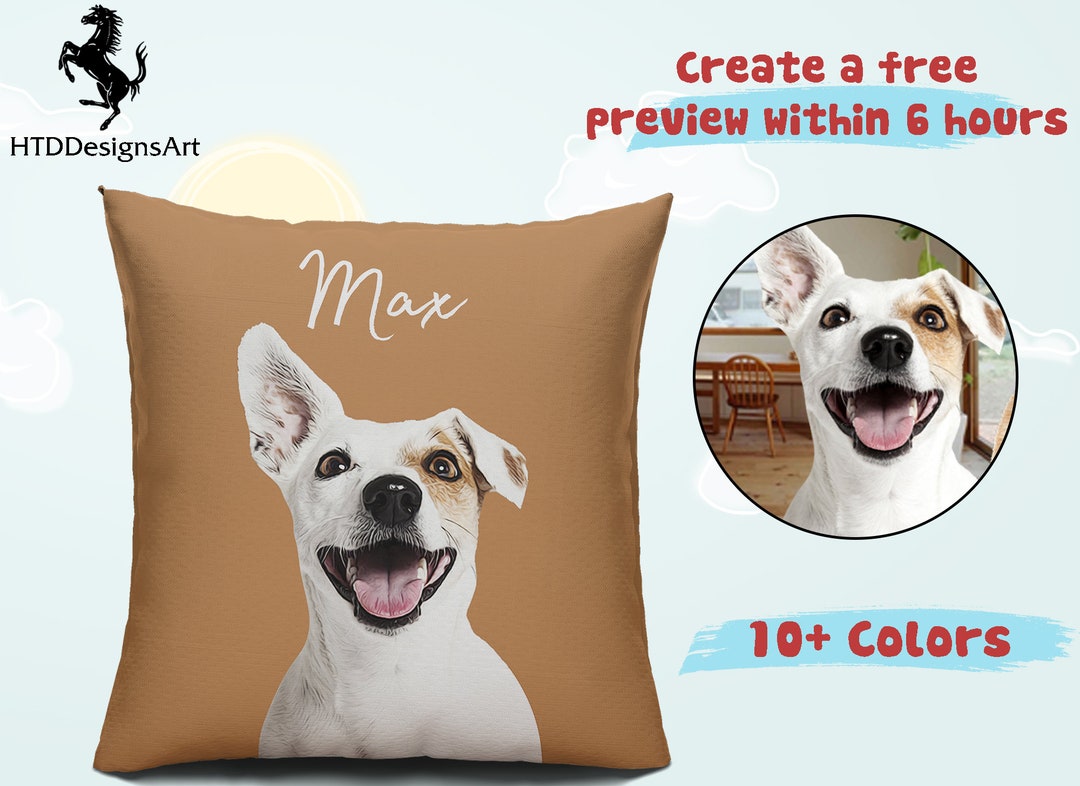 Custom Pet Pillow From Your Photo and Name, Custom Cat Dog Pillow ...