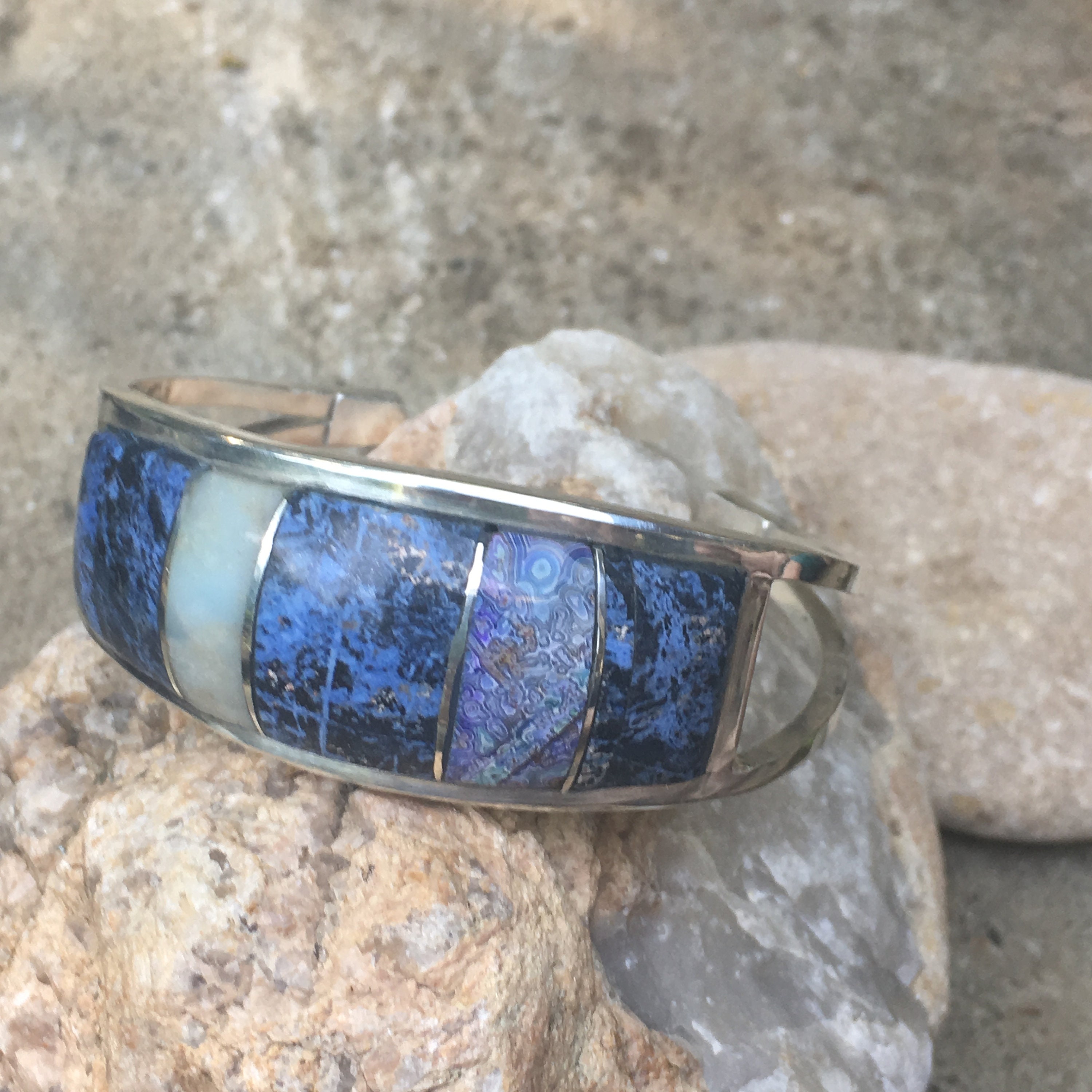 Inlaid Silver Bracelet - Etsy