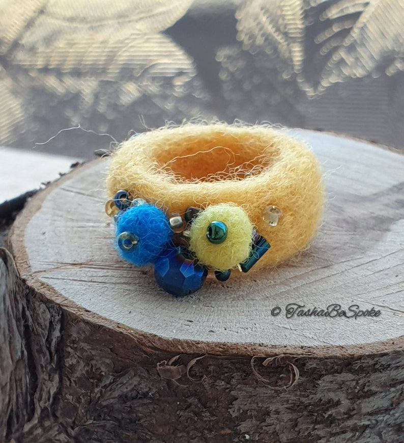 Handmade Felted Wool Ring: Beaded Merino Wool Jewelry - Etsy