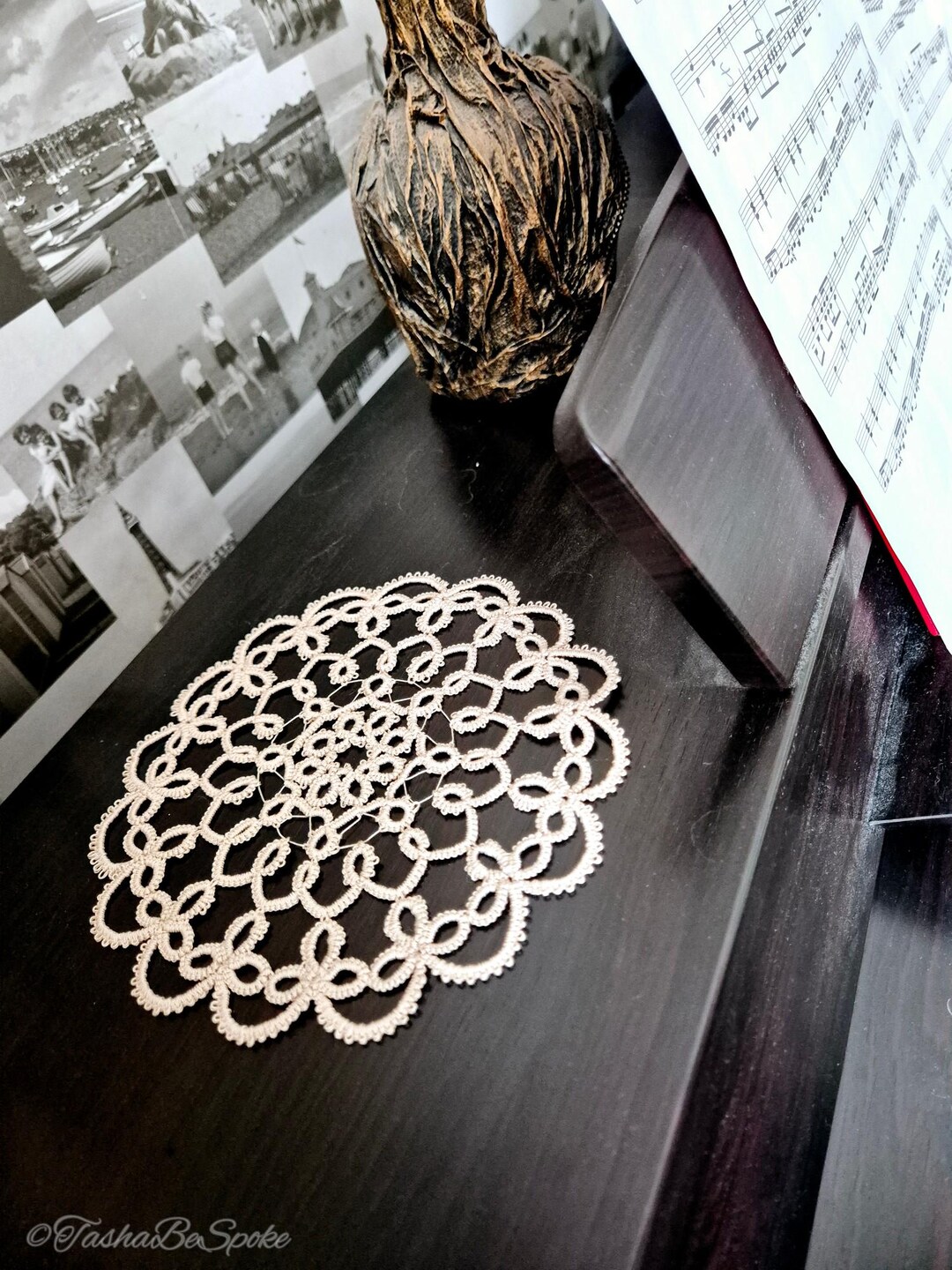 Tatting Doily, Handcrafted Cotton Coaster, Lace Doily, Beige Cotton ...