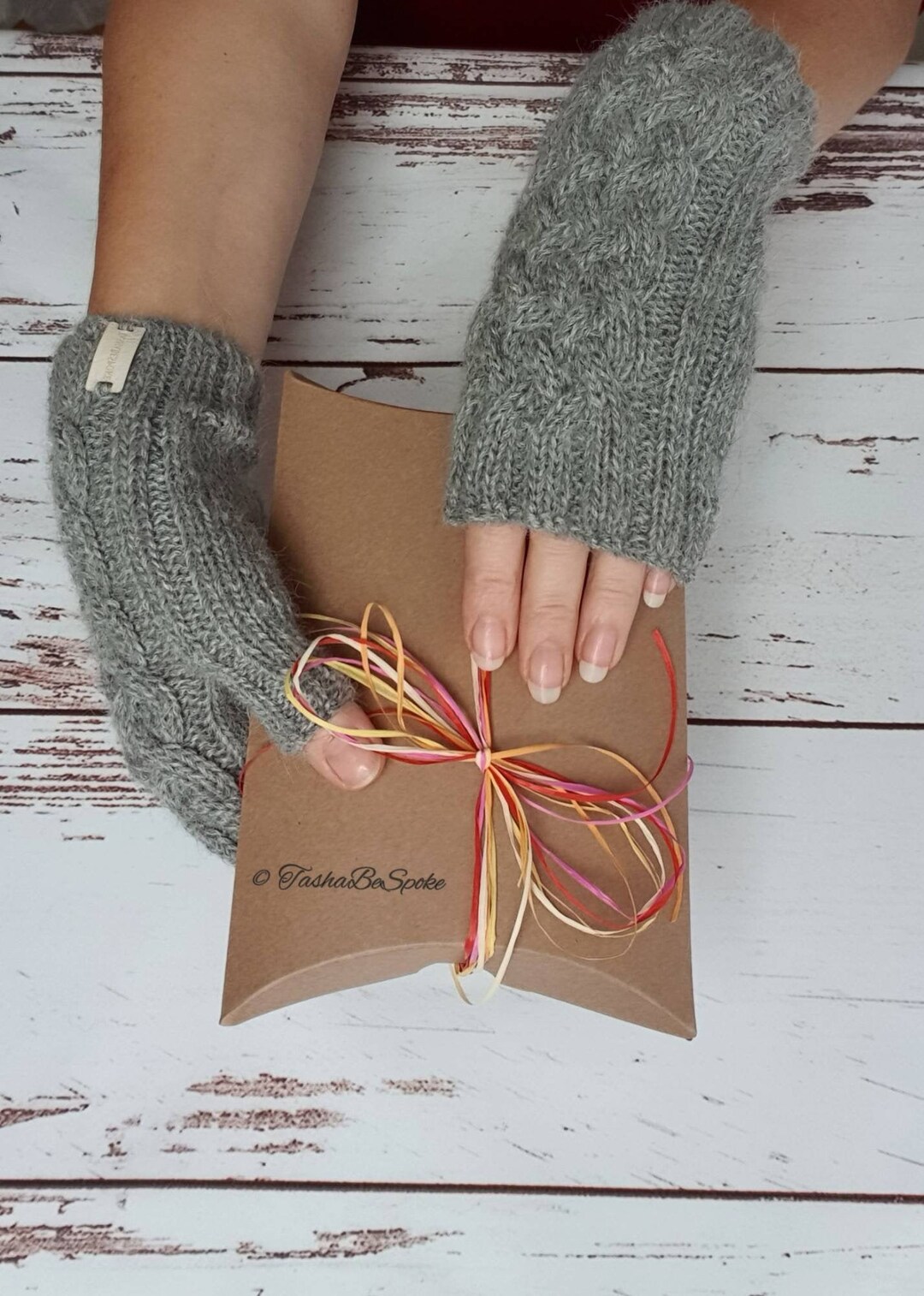 Hand Knitted Alpaca Fingerless Gloves, Cable Knit Hand Warmers, Wool ...