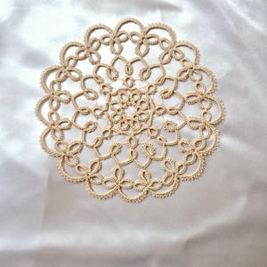 Tatting Doily, Handcrafted Cotton Coaster, Lace Doily, Beige Cotton ...