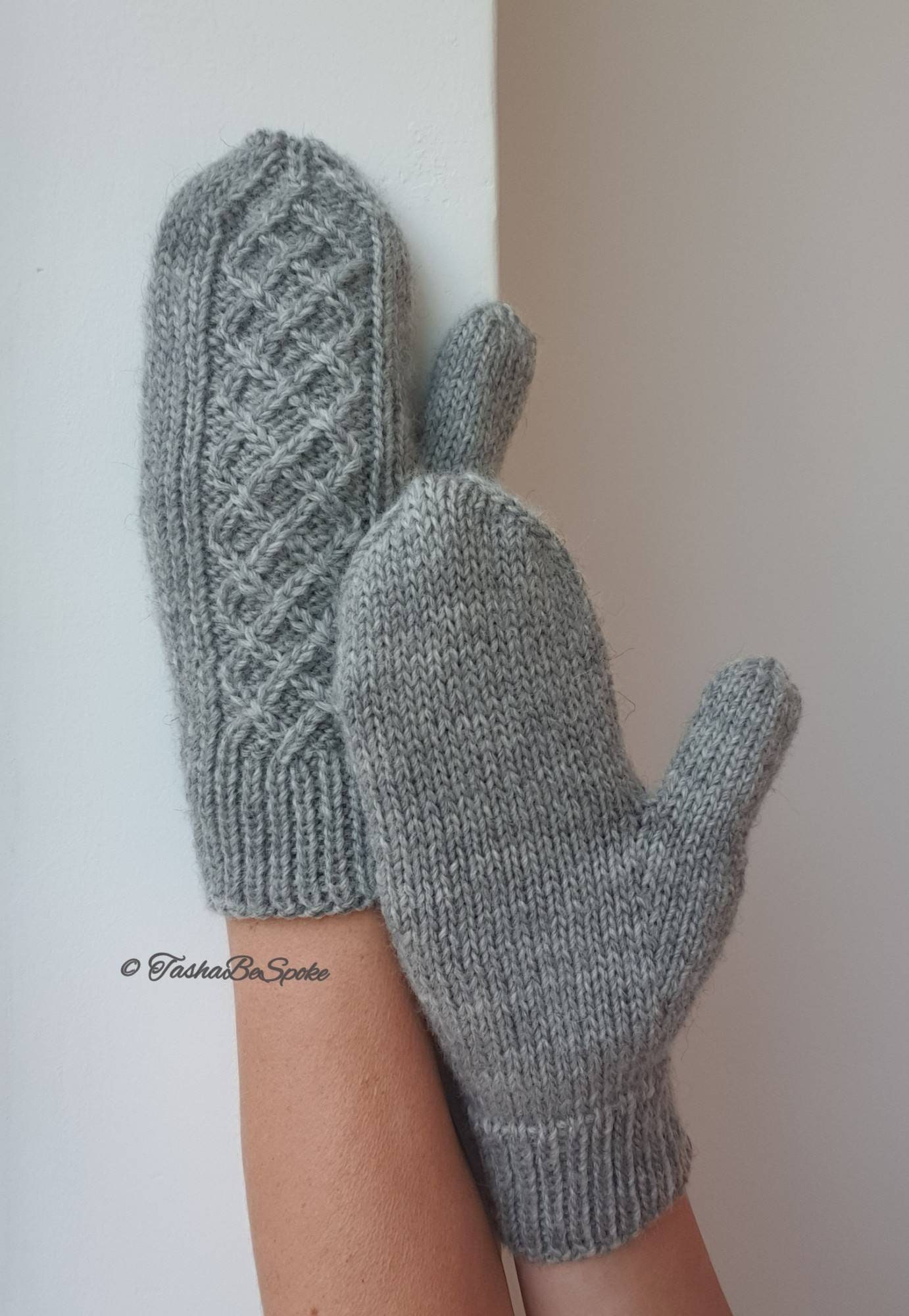 Hand Knitted Wool Mittens, Classic Aran Pattern, Custom Winter Wear ...