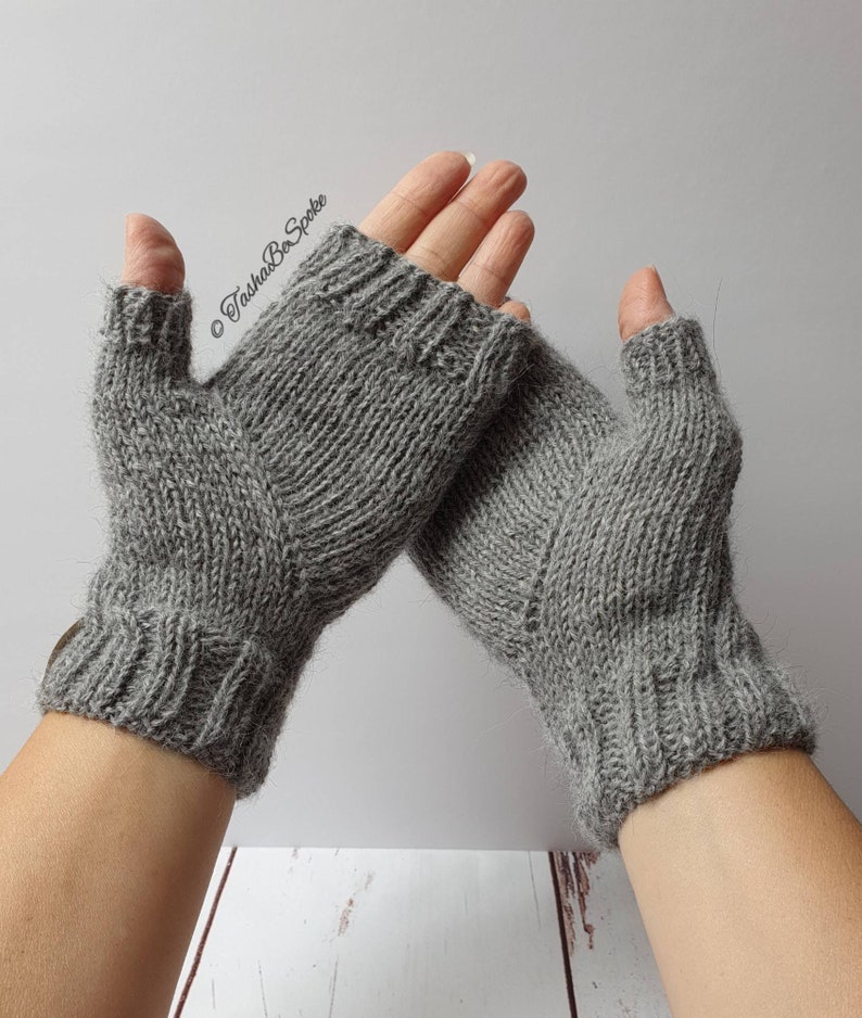Hand Knitted Alpaca Fingerless Gloves, Cable Knit Hand Warmers, Wool ...