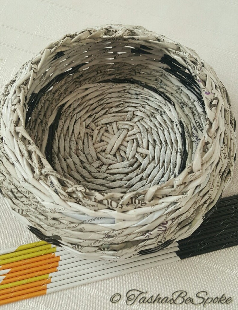 Decorative Woven Round Basket Organizer Paper Wicker - Etsy