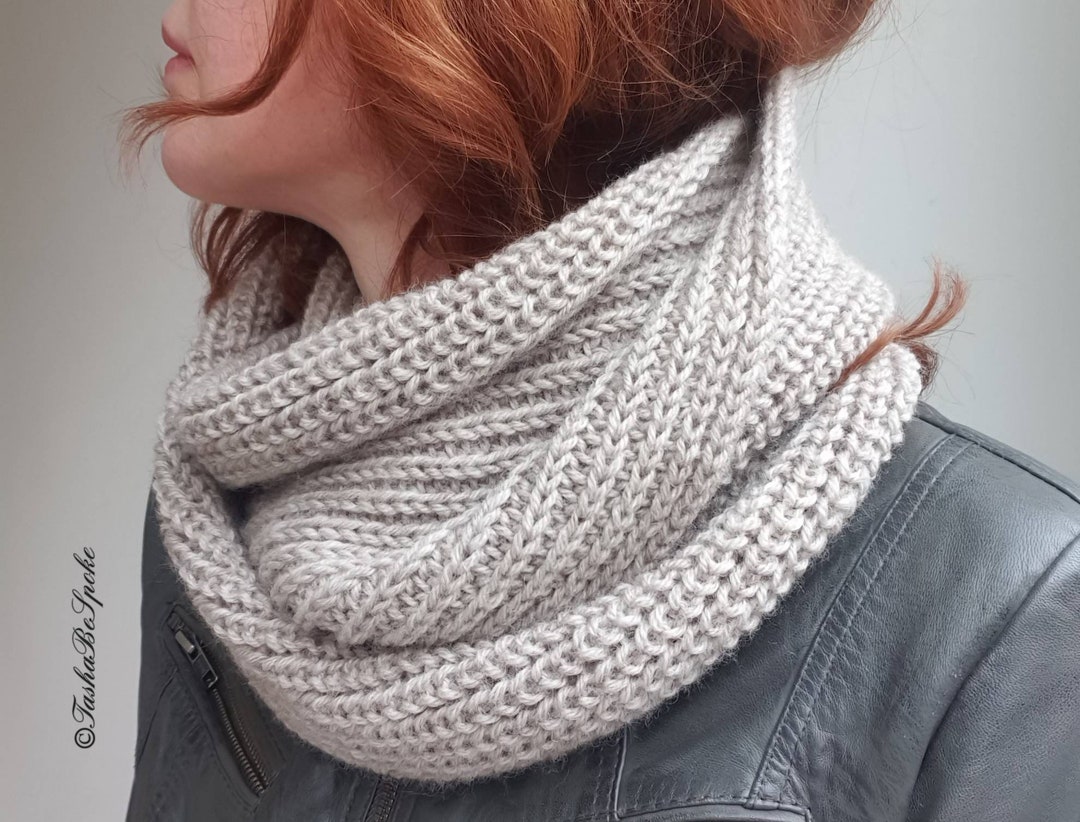 Knitted Scarf, Winter Wool Snood, Infinity Hand Knitted Snood, Unisex ...