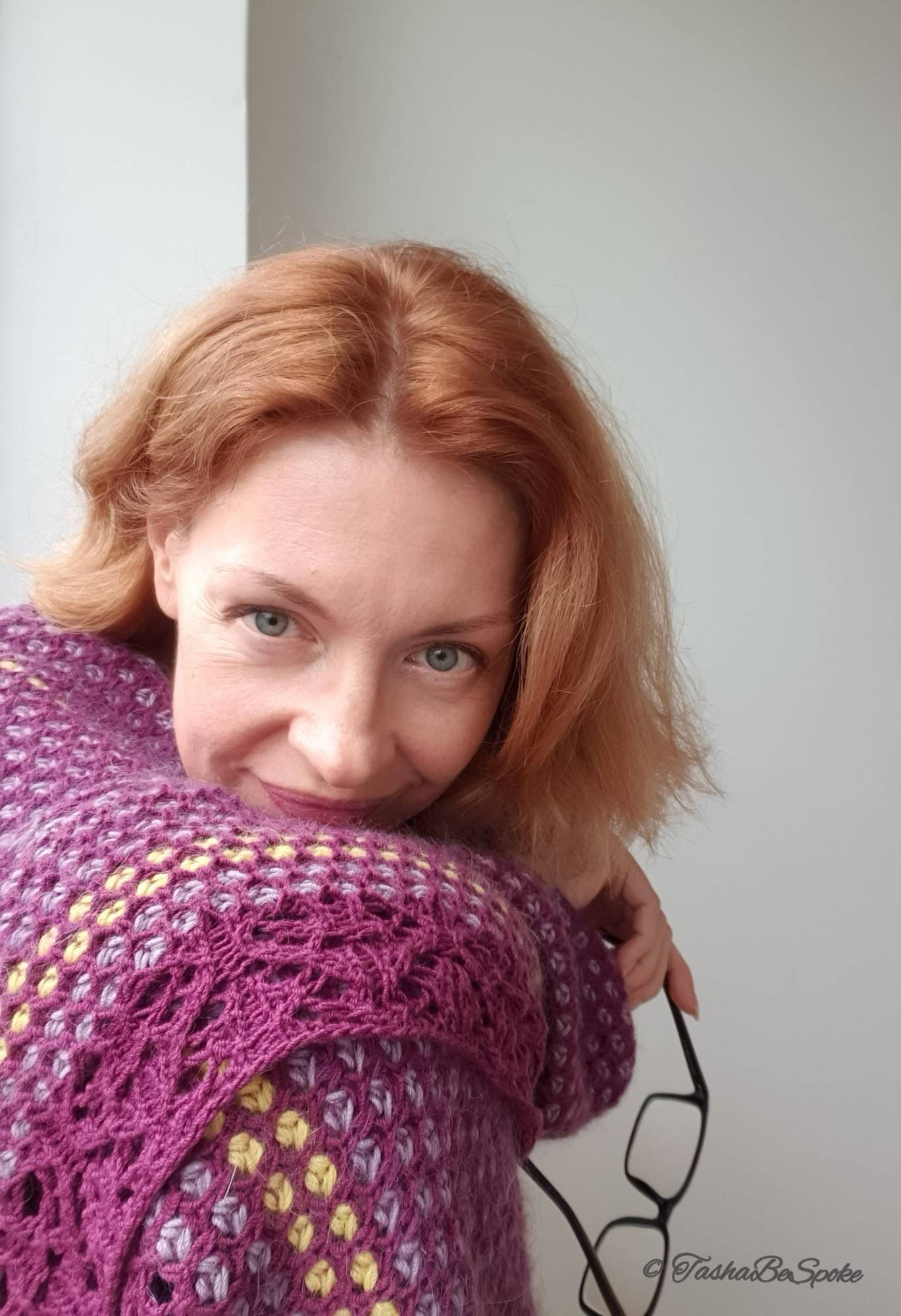 Hand Knitted Triangular Shawl, Handmade Purple Merino Wool Shawl ...