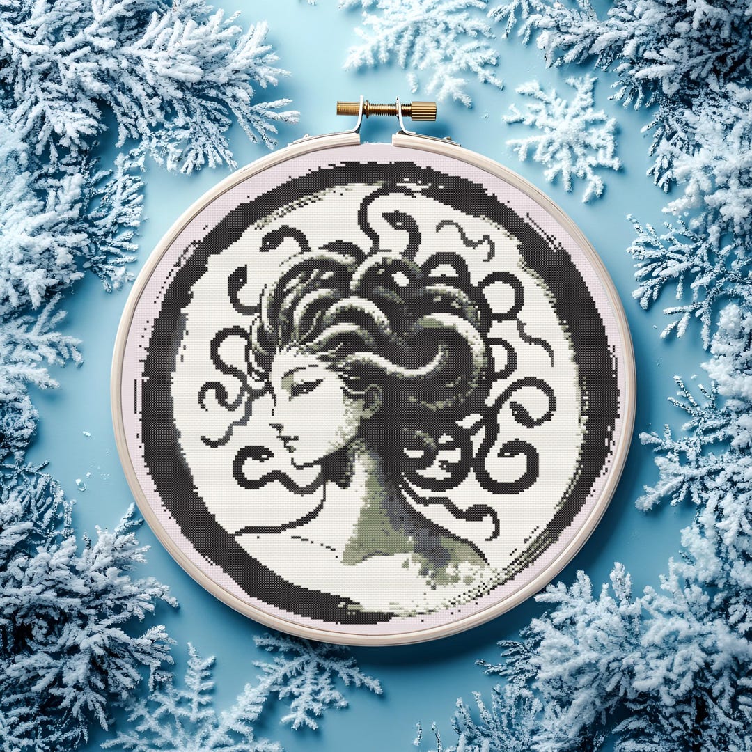 Mythology Cross Stitch Pattern, Ink Medusa, 200x193, Antiquity Pattern ...