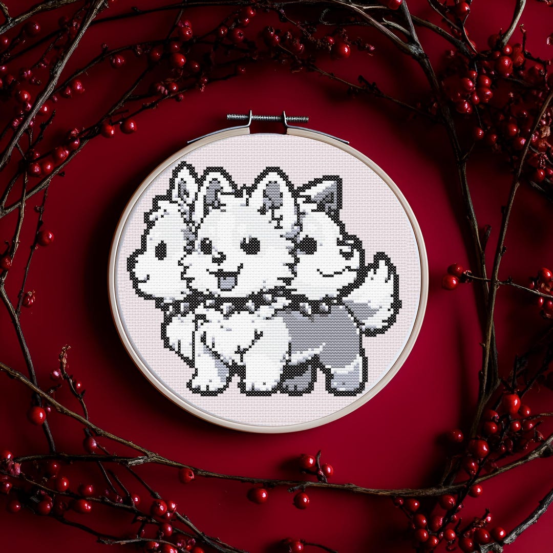 Cross Stitch Mythical Corgi Cerberus, 100 X 100 , Fantasy Cross Stitch ...