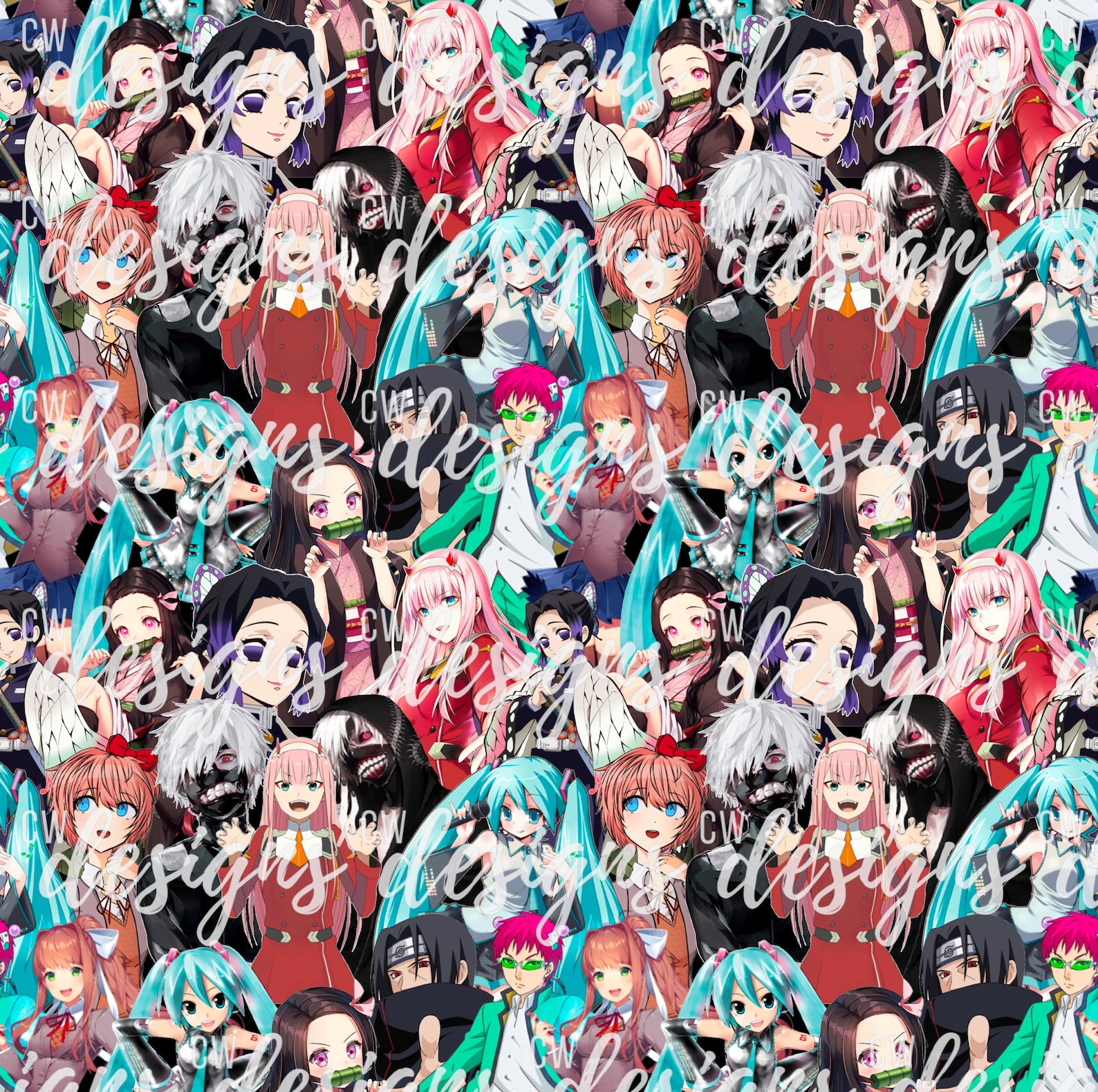Anime Character Digital Seamless Pattern | Etsy