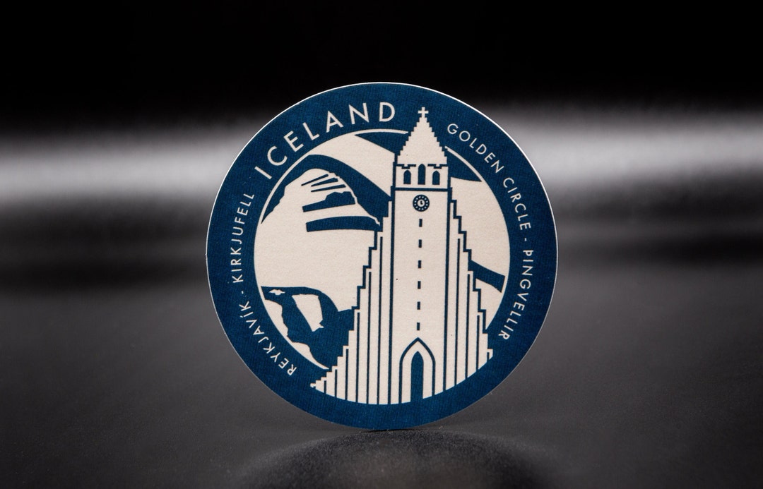 Iceland Travel Sticker: Retro Vinyl Decal, Reykjavik & Northern Lights ...