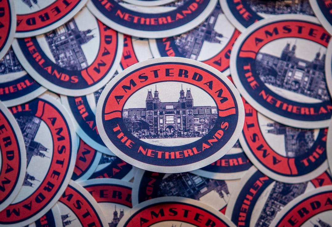 Retro Amsterdam Rijksmuseum Travel Sticker - Etsy