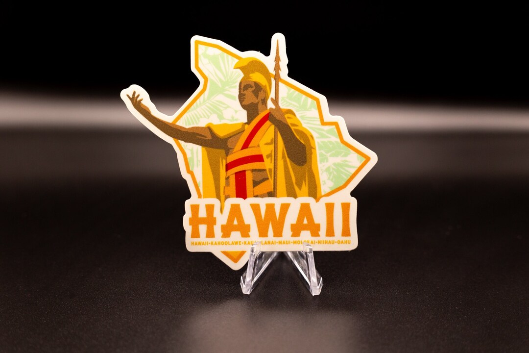 Hawaii Travel Sticker With King Kamehameha Celebrate Hawaii's Beauty ...